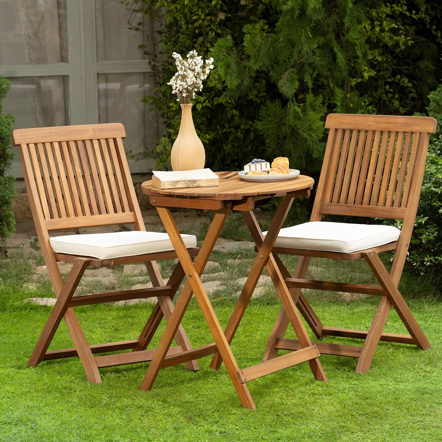 Wooden Bistro Set – Rustic Ivy Outdoor